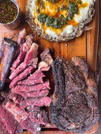 Roasted Vaca Vieja Prime Rib Chuletón with Chimichurri Hash Browns ...